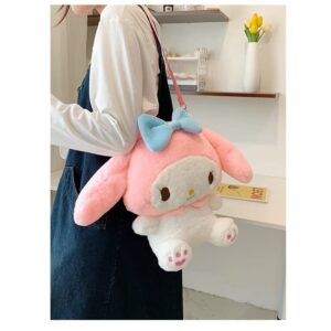 EVESKY Kawaii Melo-dy Plush Backpack For Girls Women Cute Cartoon Toy Bag Soft Plush Doll Bag for Girls Cosplay Birthday Gifts (PINK)