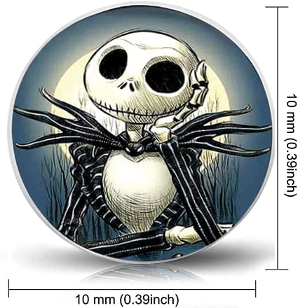 SIISPRI 316L Surgical Stainless Steel Halloween Jack Skellington Round Circle Button Stud Post Earrings 10MM (black-blue)