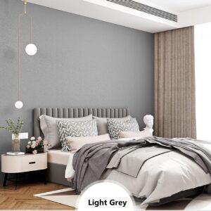 17.51" x118"Grey Wallpaper Peel and Stick Wallpaper Removable Self Adhesive Grey Contact Paper for Cabinets Bedroom Bathroom Wall Covering Matte Textured Waterproof Wallpaper DIY Decorative