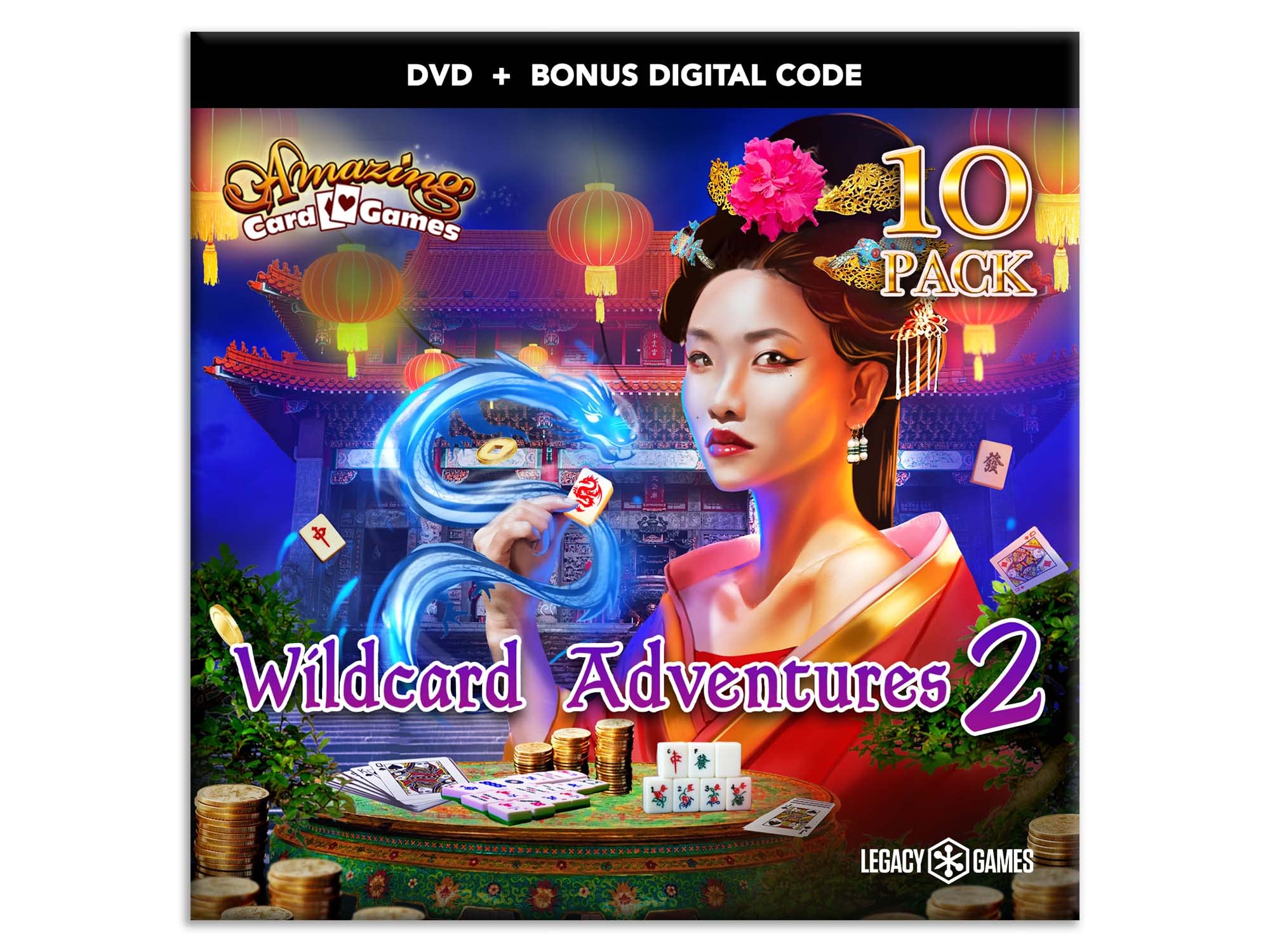 Legacy Games Card & Tile Games for PC: Wildcard Adventures Vol. 2 (10 Game Pack) - PC DVD with Digital Download Codes