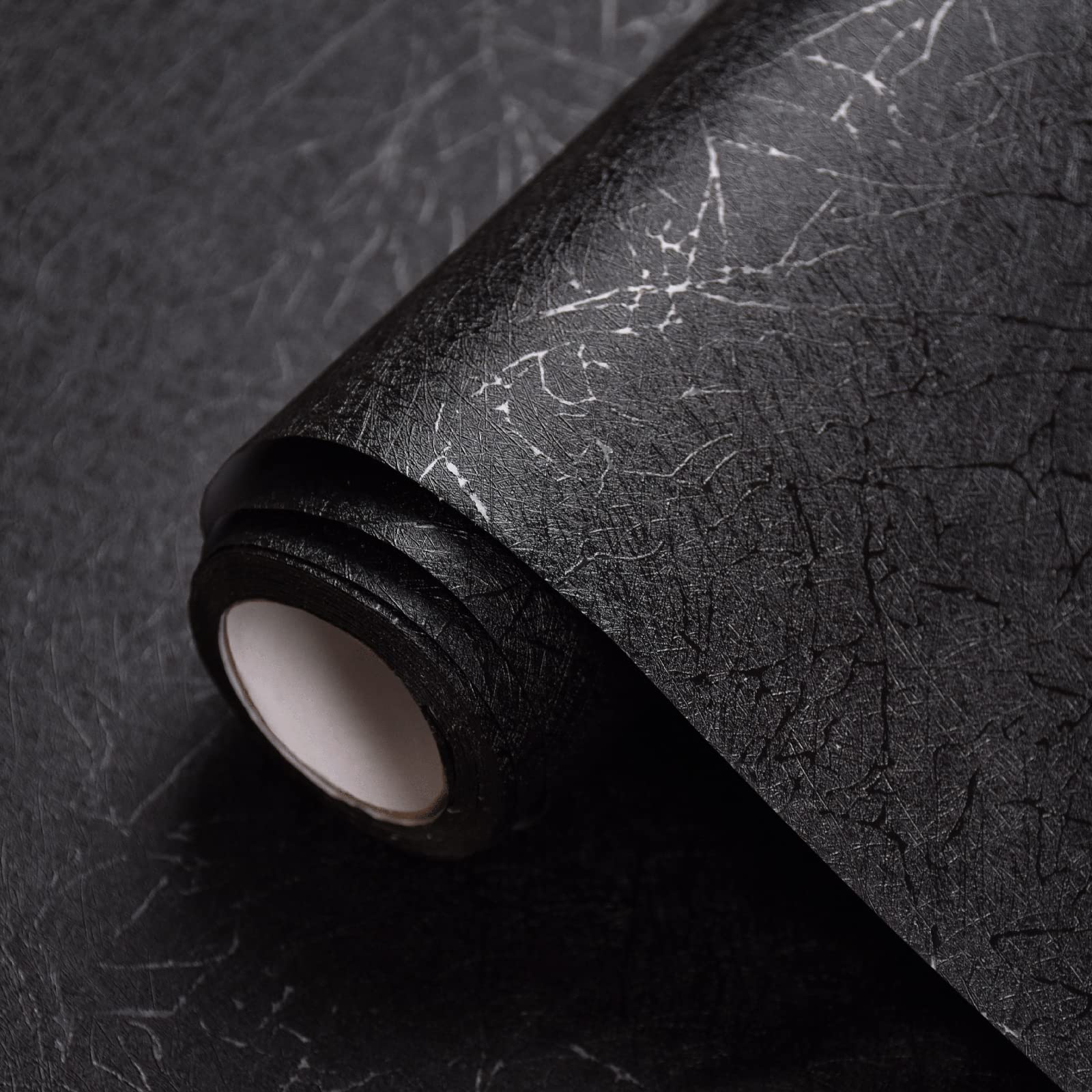 Black Wallpaper Peel and Stick Wallpaper Black Silk Wallpaper for Bedroom Solid Black Contact Paper for Cabinets Self Adhesive Removable Wallpaper Embossed Textured Wallpaper Waterproof 15.7“×118”