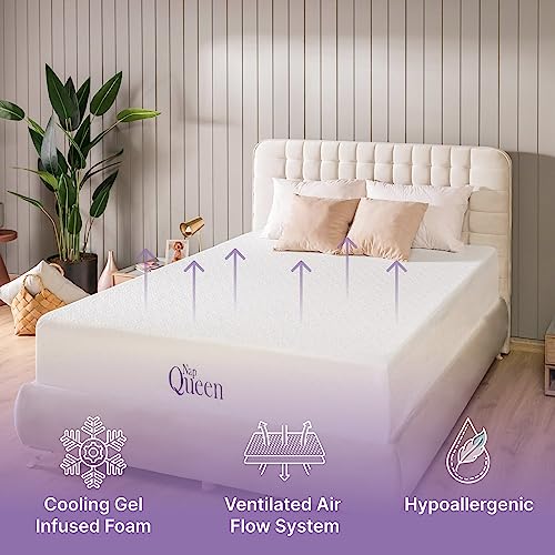 NapQueen Full Mattress, 6 Inch Elizabeth Cooling Gel Memory Foam Mattress, Full Bed Mattress in a Box, CertiPUR-US Certified, Medium Firm, Breathable Soft Fabric Cover