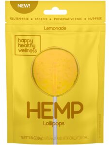 hhw hemp lollipops - natural hemp oil infused lollipop, (1-pack - 3 pops) (lemonade)