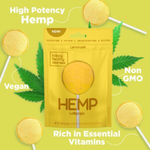 HHW Hemp Lollipops - Natural Hemp Oil Infused Lollipop, (1-Pack - 3 Pops) (Lemonade)