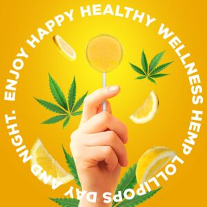 HHW Hemp Lollipops - Natural Hemp Oil Infused Lollipop, (1-Pack - 3 Pops) (Lemonade)