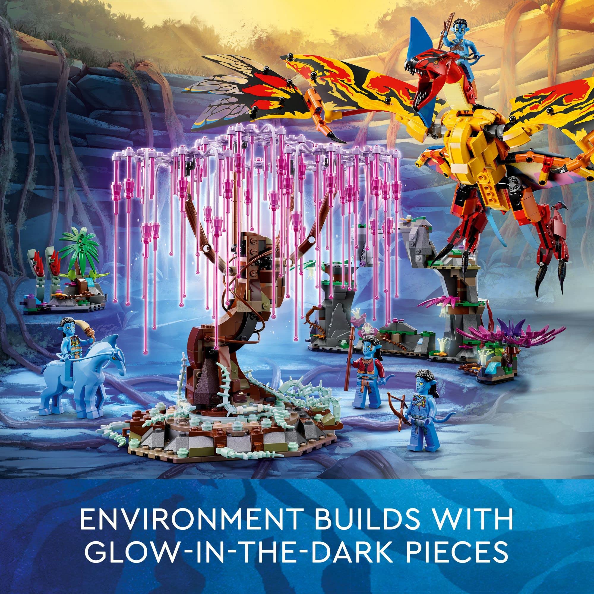 LEGO Avatar Toruk Makto & Tree of Souls 75574 Building Set - Movie Inspired Toy Set with Jake Sully and Neytiri Minifigures, Direhorse Animal Figure, Glow in The Dark Pandora Adventure