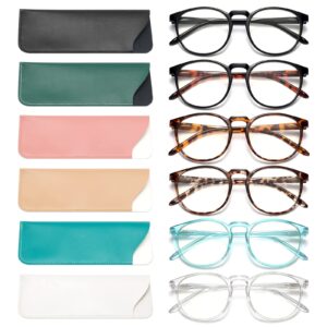 giblogo stylish 6 pack reading glasses for women men - blue light blocking computer readers - ease blurry vision & dry eyes (6-pack mix 01, 2.50)