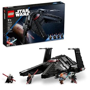 lego star wars inquisitor transport scythe 75336 buildable toy starship, obi-wan kenobi set, ben kenobi minifigure with blue and double-bladed red lightsabers