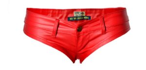 faringoto red girls low rise stretch pu coated faux leather button zip hot pants