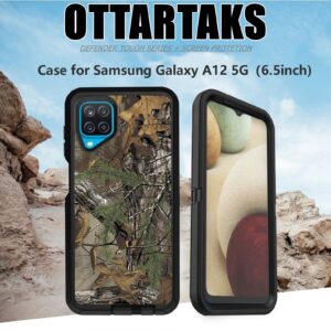 OTTARTAKS Compatible for Samsung Galaxy A12 Case for Men Boy Camo Case with Camera Len Protector Heavy Duty [Military Grade Protection] Shockproof Case for Galaxy A12 5G/4G, Camouflage