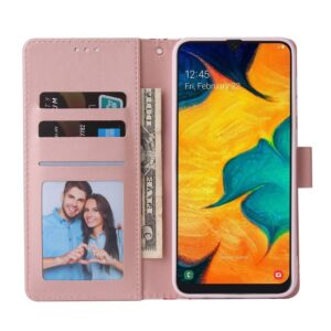 Asuwish Compatible with Samsung Galaxy A40 Wallet Case Tempered Glass Screen Protector Card Holder Leather Protective Flip Cell Accessories Phone Cases for Glaxay A 40 Gaxaly 40A Women Men Rose Gold