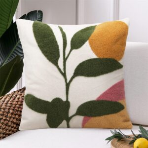 jasen abstract boho pillow covers 18x18,soft mid century geometric cactus decorative throw pillows for couch bed sofa bedroom（only 1 pillow cover）