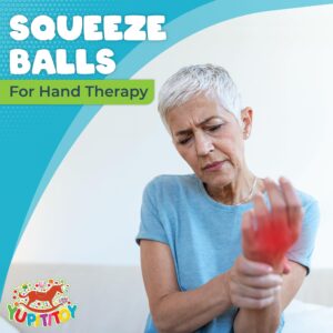 Yupititoy Squeeze Balls for Hand Therapy (Set of 3) – Hand Strengthener Ball on a String – Soft, Medium & Firm Exercise Balls for Rehabilitation, Arthritis, Carpal Tunnel – Stress Balls for Adults