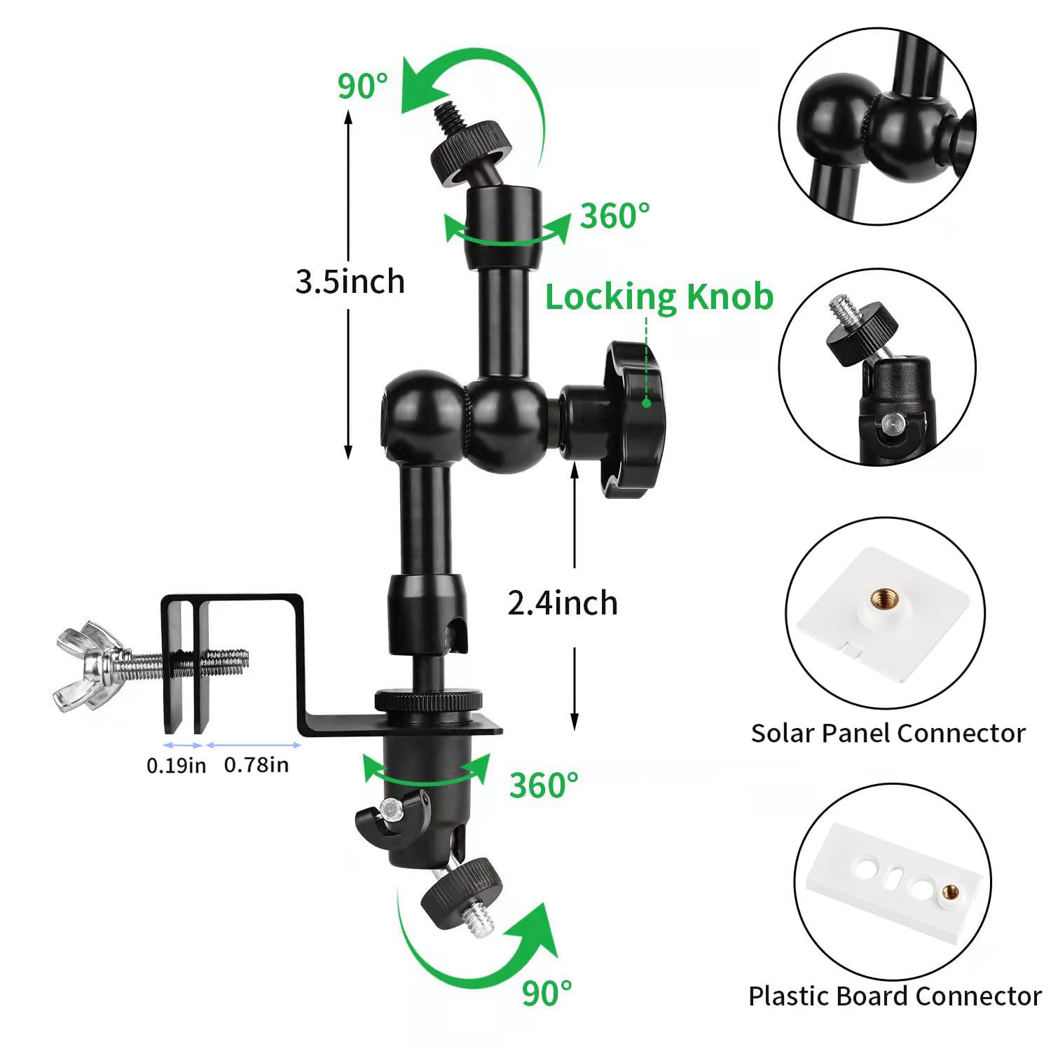 2-in-1 Gutter Mount for Ring Solar Panel, Stick Up Cam Battery, Spotlight Cam Battery and Spotlight Cam Battery Plus/Pro, Perfect Angle to Get Adequate Sunlight for Your Ring Solar Panel - Black