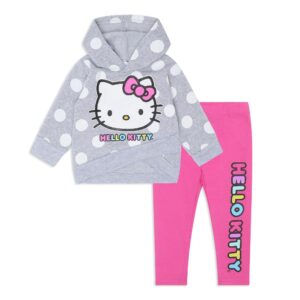 hello kitty sanrio girls 2 piece hoodie and legging set for infant, toddler, little and big girl