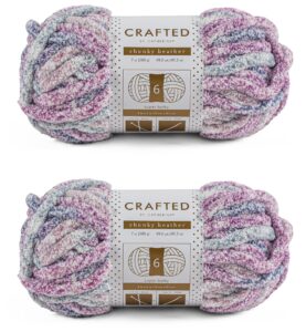 crafted by catherine chunky heather multi yarn - 2 pack (49 yards each skein), purple multi, gauge 6 super bulky