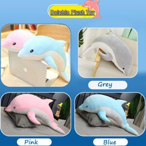 Dolphin Stuffed Animals Plush Pillow Super Soft Sea Animal Plush Toys Dolls for Boys Girls Sleeping Cushion Gift (70cm/27.55in, Blue)