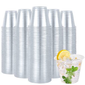 turbo bee 600 pack 9 oz clear plastic cups, disposable reusable tumblers crystal clear pet cups for wedding, thanksgiving, halloween, christmas party