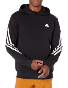 adidas men's future icon 3-stripes hoodie, black/white, large