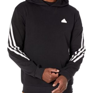 adidas Men's Future Icon 3-Stripes Hoodie, Black/White, Large