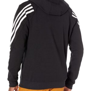 adidas Men's Future Icon 3-Stripes Hoodie, Black/White, Large