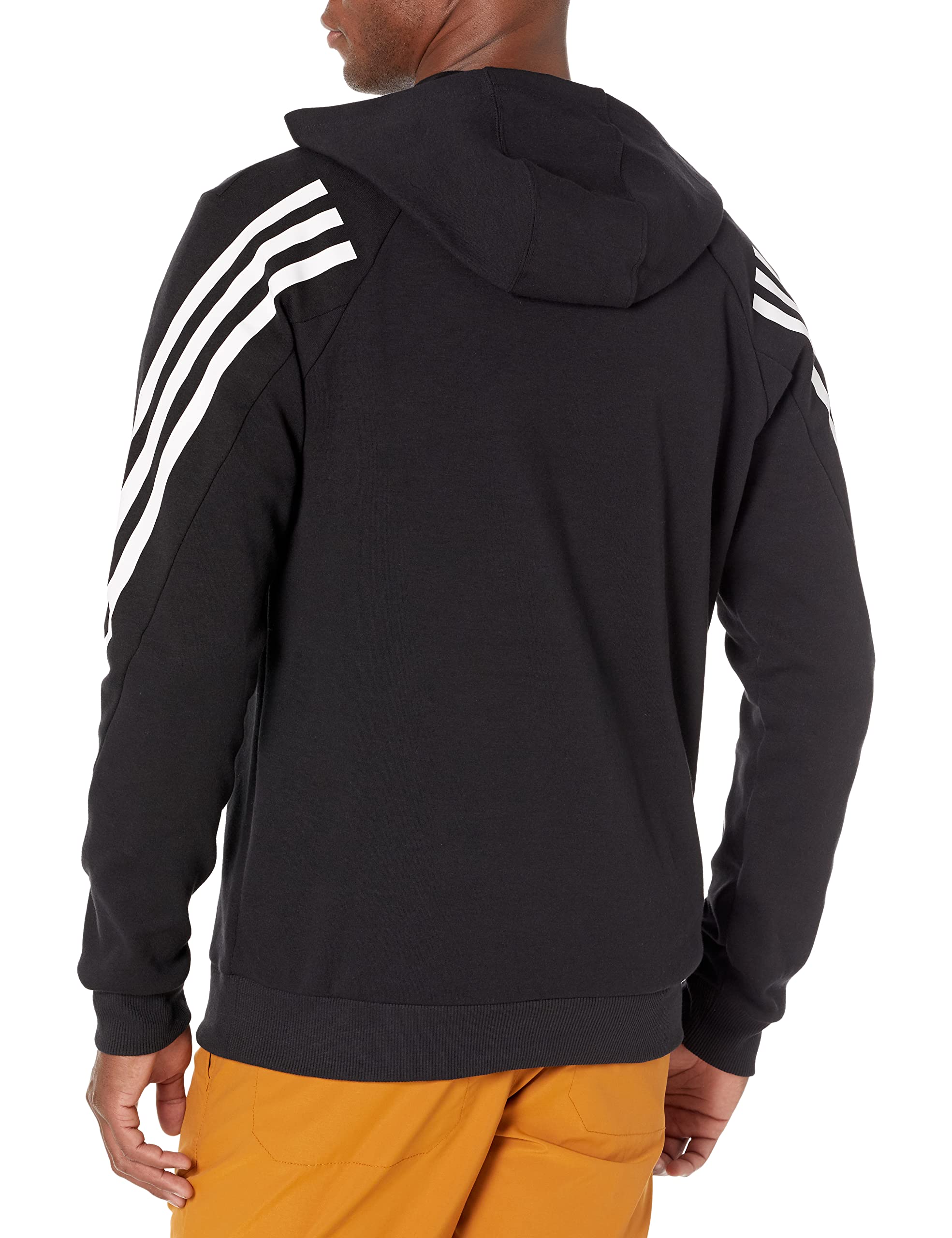 adidas Men's Future Icon 3-Stripes Hoodie, Black/White, Large