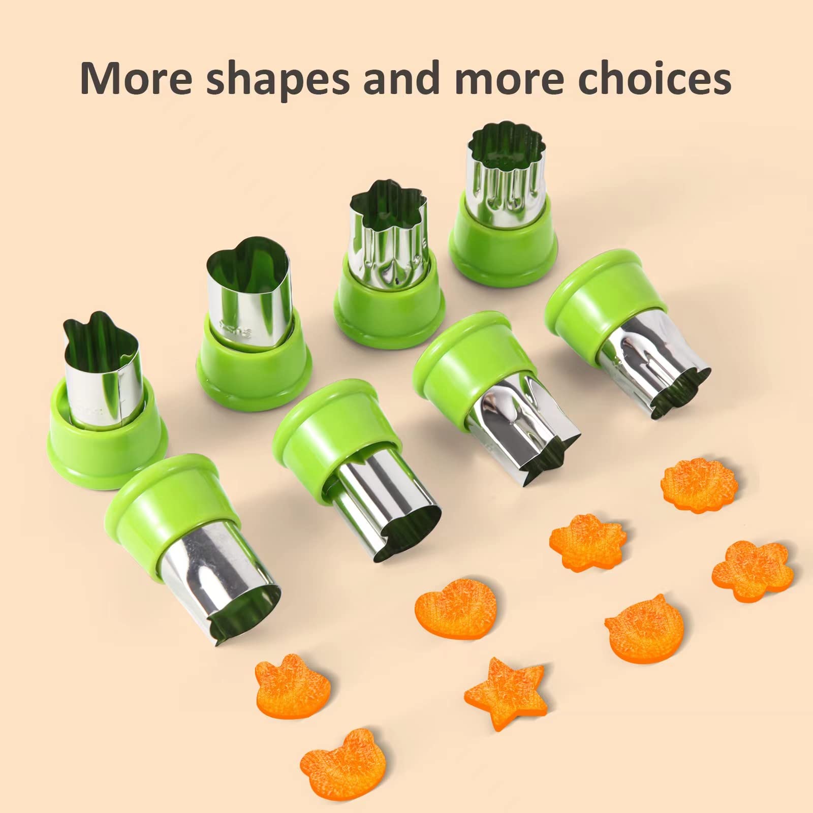 HUAFA Vegetable Cutter Shapes Set,Fruit and Cookie Stamps Mold,Cookie Cutter Decorative Food,Baking and Food Supplement Tools Accessories Crafts for Kitchen,Green,8 Pcs