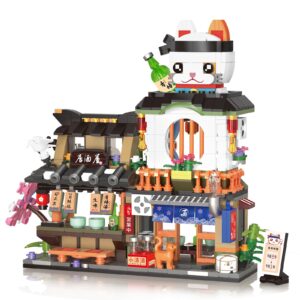 qlt japanese street view izakaya shop mini building blocks, moc creative model set, 809 pcs simulation architecture construction toy (not compatible with japanese blocks)