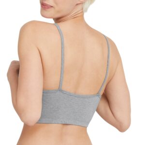 Hanes 3-pack Cotton Bralette, Moisture-wicking, Low-impact - String Crop Moon Sky/Concrete Heather/White, Medium