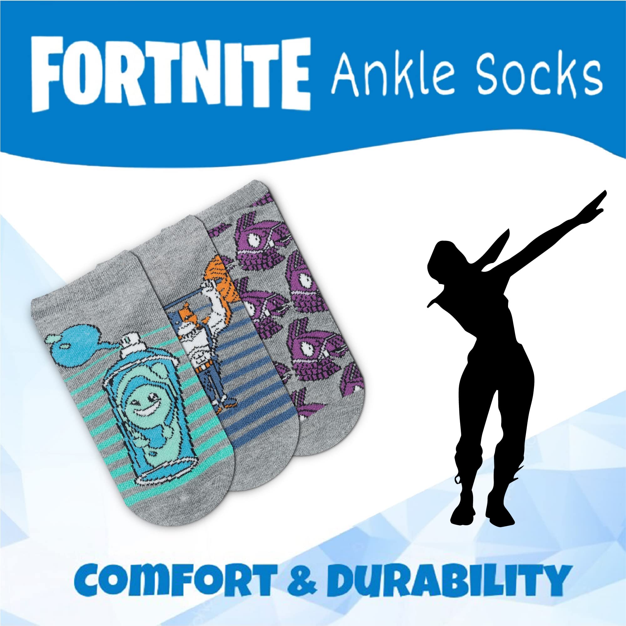 Fortnite Boys Socks, 6 Pack Kids Ankle Socks for Boys, Boys No Show Socks, Fortnite Ankle Socks for Boys Fortnite Patterns