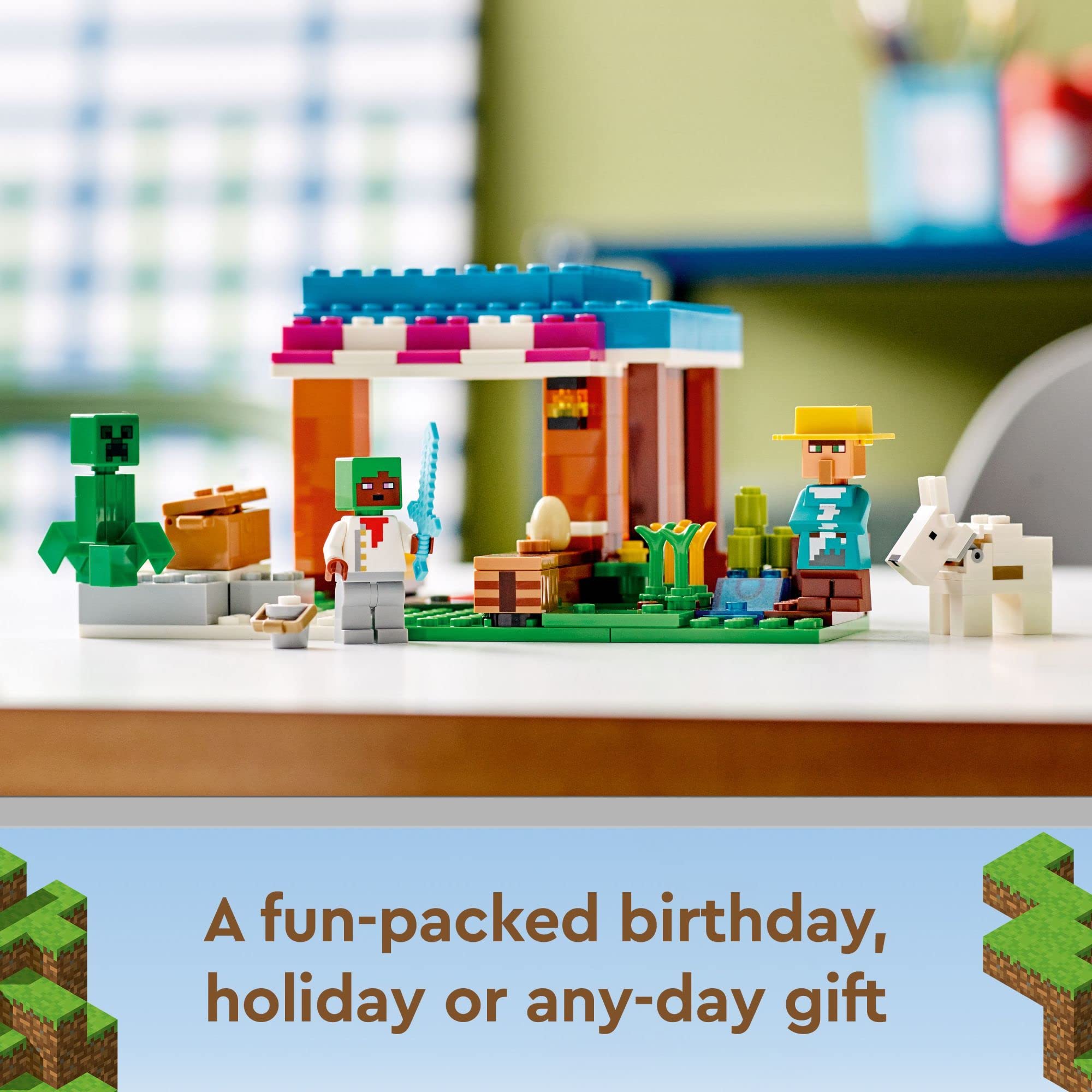 LEGO Minecraft The Bakery Building Kit 21184 Game-Inspired Minecraft Toy Set for Kids Girls Boys Age 8+ Featuring 3 Minecraft Figures and Goat, with Village and Treasure Chest Accessories, Gift Idea