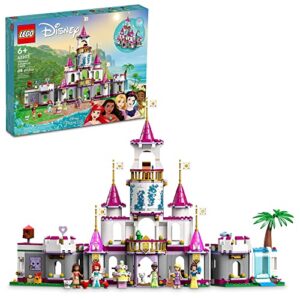 lego disney princess ultimate adventure castle building toy 43205, kids can build a toy disney castle, disney gift idea for boys girls with 5 disney princess mini-dolls, ariel, rapunzel and snow white