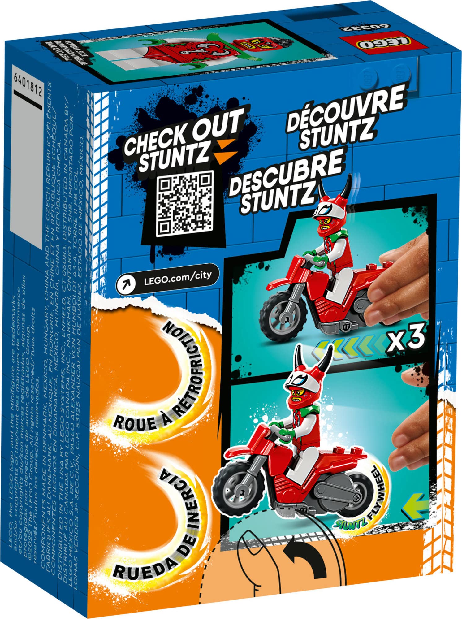 LEGO City Stuntz Reckless Scorpion Stunt Bike Set 60332 with Flywheel-Powered Toy Motorcycle and Racer Minifigure, Small Gift for Kids Aged 5 Plus