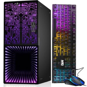 gaming pc desktop intel core i7 8th gen, techmagnet horizon+, amd rx-550 4gb ddr5, 16gb ram, 256gb ssd, hdmi, dvi, vga, rgb keyboard, mouse, wi-fi, windows 11 homefessional (renewed)