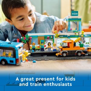 LEGO City Train Station Set 60335 with Bus, Rail Truck, and Tracks, Compatible with City Sets. Pretend Play Train Set for Kids Who Love Pretend Play