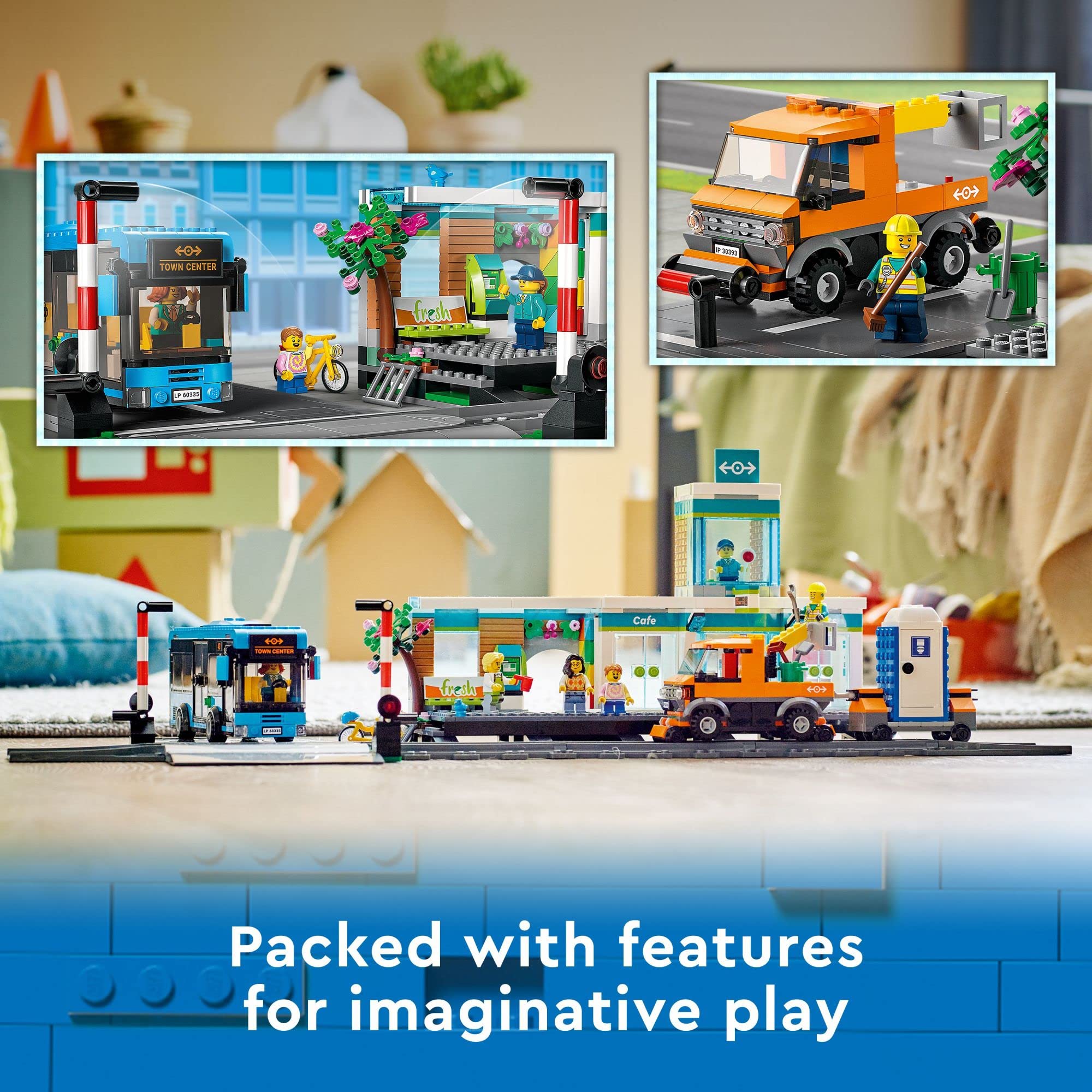 LEGO City Train Station Set 60335 with Bus, Rail Truck, and Tracks, Compatible with City Sets. Pretend Play Train Set for Kids Who Love Pretend Play