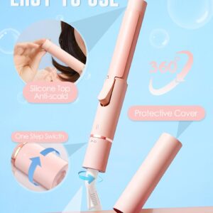 NOVUS Mini Curling Iron for Short Hair,Travel Curling Iron,Ceramic Small Curling Wand,Barrel Hair Curling Iron 1 Inch Heat-Up Fast,Pink Portable Hair Curler