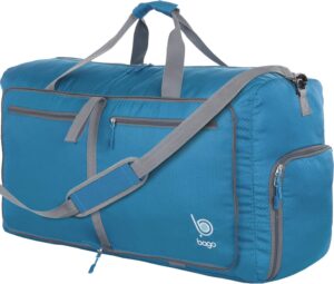 bago duffel bags for traveling - 40l spacious duffle bag for travel with shoe compartment | durable, foldable & lightweight | explore the world in style & convenience (blue)