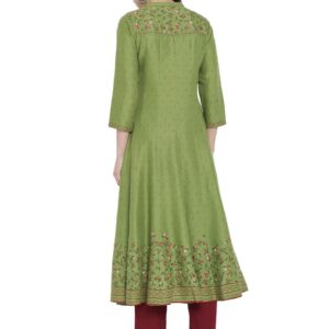 Yash Gallery Women's Rayon Floral Printed Anarkali kurta (Green, 5XL)