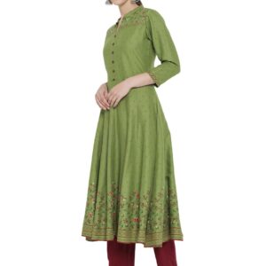 Yash Gallery Women's Rayon Floral Printed Anarkali kurta (Green, 5XL)