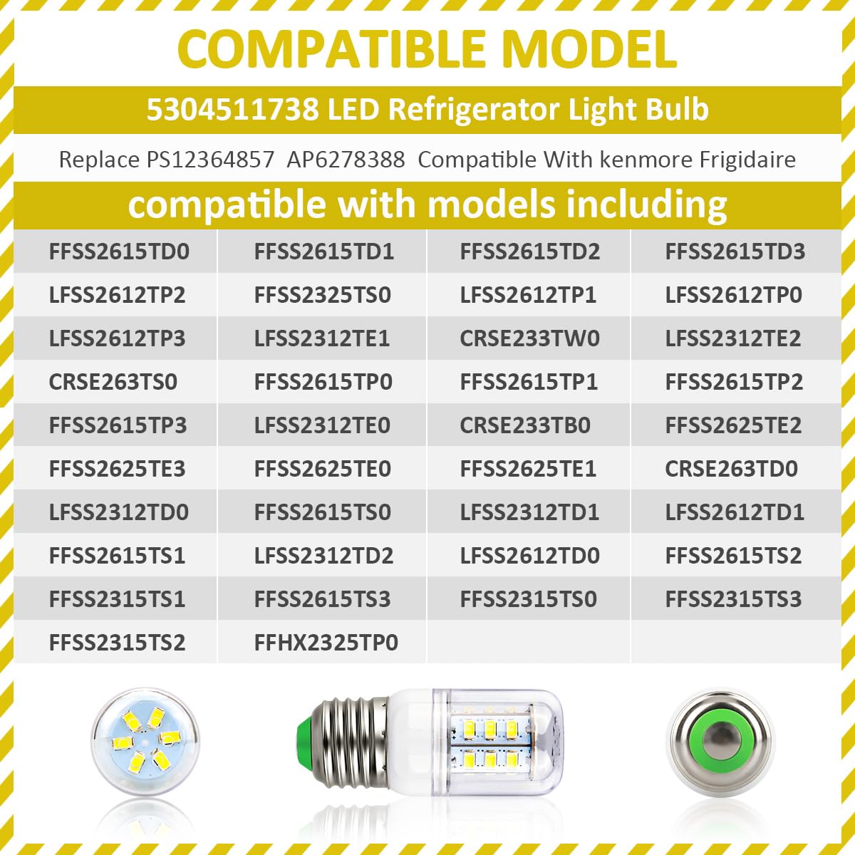 Sanyasi 5304511738 LED Light Bulb Refrigerator for Frigidaire Electrolux KEI D34L Fridge Light Bulb Replace PS12364857 AP6278388 Refrigerator Parts & Accessories (3.5W White Light)