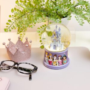 Silver Buffalo Disney Princess Castle Featuring Cinderella, Aurora, Belle, Ariel, and Jasmine Light Up Snow Globe, 100mL