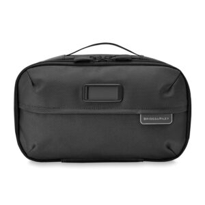 briggs & riley, black, 11 inch expandable essentials toiletry kit