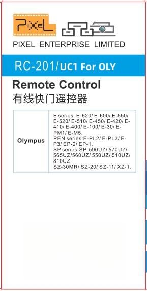 Pixel Camera Shutter Remote Control RC-201 UC1 Release Cord Compatible with Olympus E-M1, E-M5, E-M10, Pen-F, EPL8, EPL7, EPL6, EPL5, EPL3, EPL2, EP5, EP3, E400, E410, E420, E450, E510, E520, E550