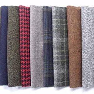 British Tweed 100% Wool Remnants Offcuts Squares Crafts 10 Pieces 9x9 inch, Made in Great Britain…