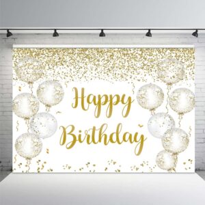 mehofond 10x7ft white gold balloons birthday party backdrop confetti balloons gold glitter spots girl princess bday background decoration supplies photo booth props