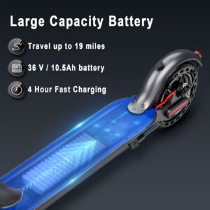 Aovopro Electric Scooter - 8.5" Solid Tires, 350W Motor, Up to 20 Miles Long-Range and 19 MPH Portable Foldable Commuting Scooter for Adults with Double Braking System and App, Black