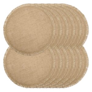 round burlap placemats set of 12 jute rustic place mats for dining tables heat resistant natural farmhouse table mats decor for thanksgiving (tassel)