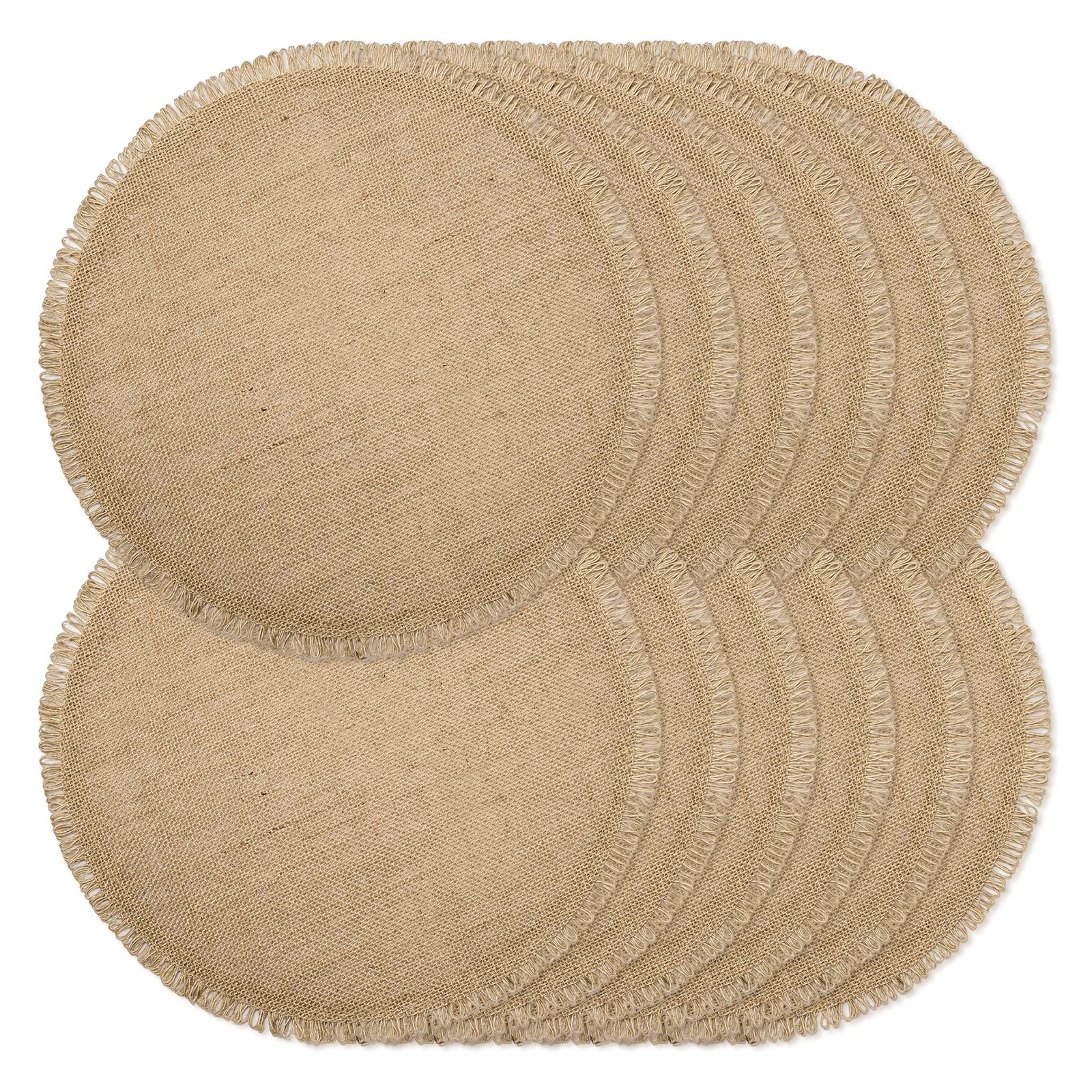 Round Burlap Placemats Set of 12 Jute Rustic Place Mats for Dining Tables Heat Resistant Natural Farmhouse Table Mats Decor for Thanksgiving (Tassel)