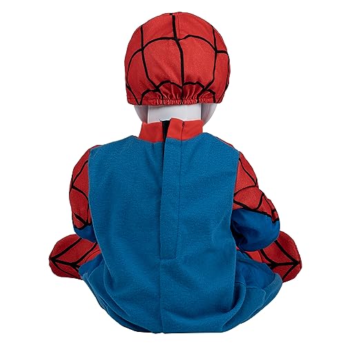 MARVEL Spider-Man Official Infant Deluxe Costume - Premium Quality Minky Fabric and Non-Slip Grip Booties (6-12M)